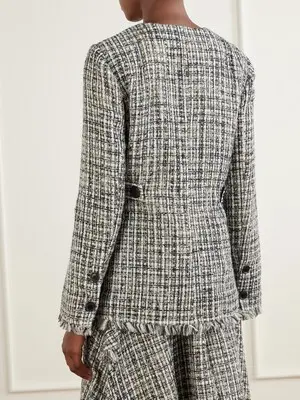 Proenza Schouler Aurelia Fringed Checked Tweed Jacket