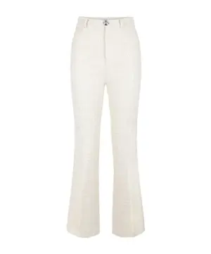 Giambattista Valli Glittering Tweed Wool Trousers - Ivory