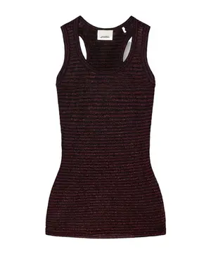 Isabel Marant Étoile Striped Metallic Mesh Tank - Black