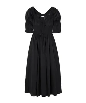 DÔEN Ischia Shirred Organic Cotton-voile Midi Dress - No