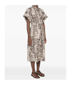 Pinko Snake-pattern Belted Midi Dress
