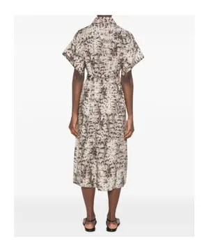 Pinko Snake-pattern Belted Midi Dress