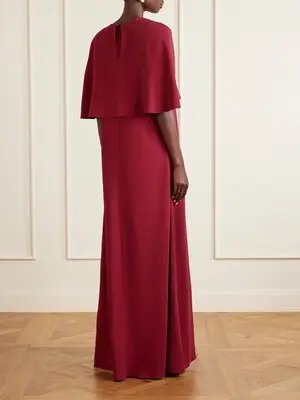 Oscar De La Renta Cape-effect Georgette Gown