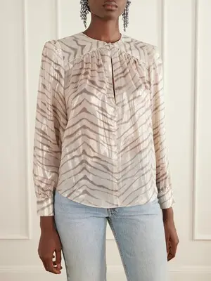 Isabel Marant Étoile Animal-print Lurex Silk-blend Shirt