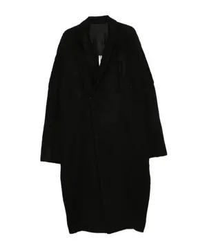Rick Owens Fw26 Tower Runway Poiret Coat In Washed Alpaca - Black