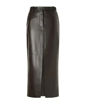CO Double-slit Leather Midi Skirt