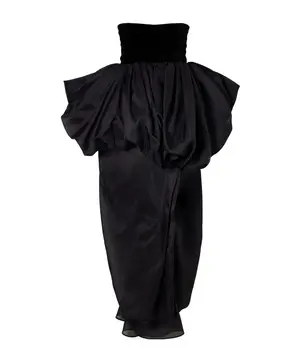 Khaite Draped Silk-organza Midi Dress - Black