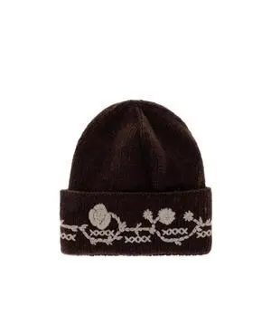 Moncler Embroidered Alpaca Blend Knit Beanie - Brown