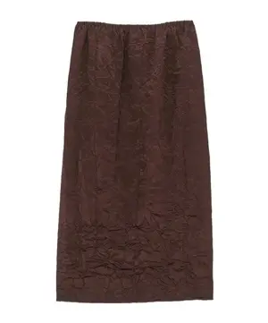 Carven Pull-on Skirt In Crushed Satin - Chocolate-colored