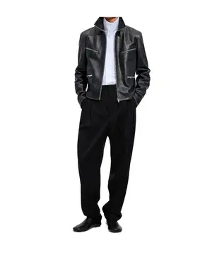Bottega Veneta Weathered Leather Jacket - Double Black
