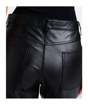 NILI LOTAN Leather Barrel-leg Pants