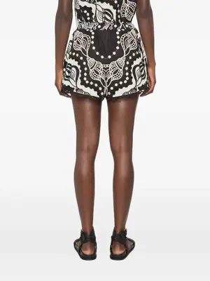 Farm Rio Scallop-edge Seashell-print Shorts