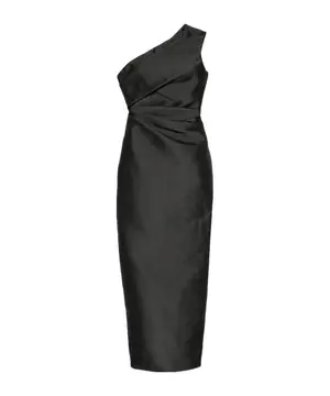 Solace One-shoulder Pleated Maxi Dress - Black