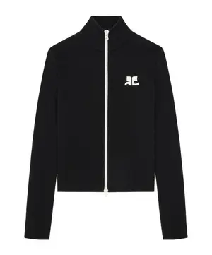 COURREGES Long-sleeve Zip-up Cardigan - Black