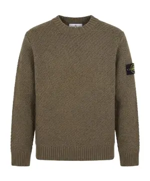 Stone Island Textured Crew Neck Knitted Sweater - Brown