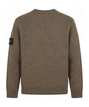 Stone Island Textured Crew Neck Knitted Sweater