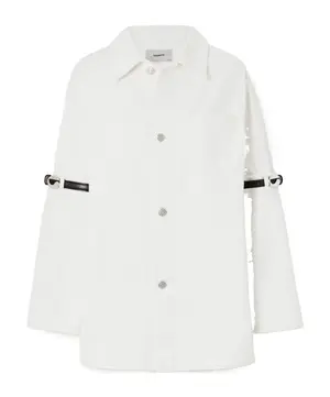 Coperni Oversized Leather-trimmed Paneled Denim Jacket