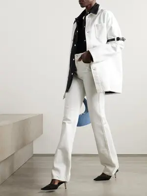 Coperni Oversized Leather-trimmed Paneled Denim Jacket