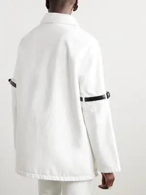 Coperni Oversized Leather-trimmed Paneled Denim Jacket