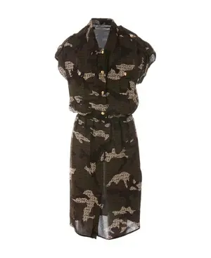 Celine Shirt Dress In Silk Georgette - Black