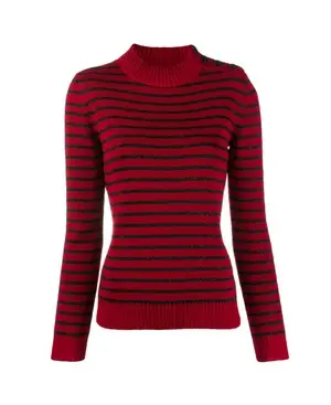 Saint Laurent Striped Knit Sweater - Red