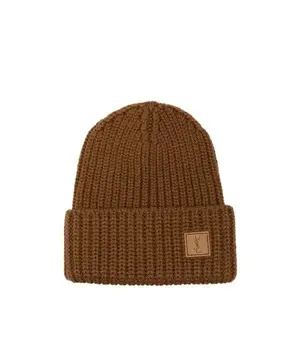 Saint Laurent Ribbed Knit Logo Patch - Brown