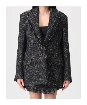 MSGM Fringed Tweed Blazer