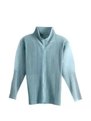 Issey Miyake Pleated Zip-up Jacket - Blue