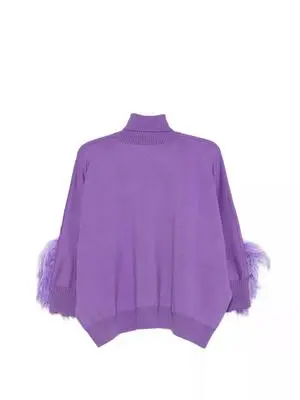 Alberta Ferretti Feather-trim Roll-neck Sweater
