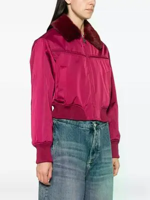 Patrizia Pepe Faux-fur Collar Satin Bomber Jacket