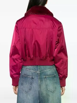 Patrizia Pepe Faux-fur Collar Satin Bomber Jacket