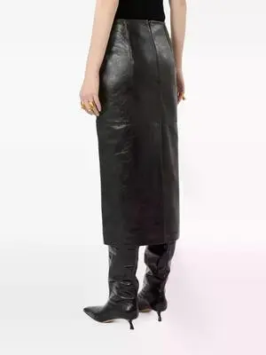 Sportmax Leather Midi Skirt