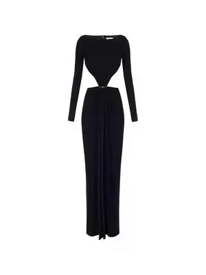 Elisabetta Franchi Red-carpet Dress In Jersey Fabric With Cut-outs - Black