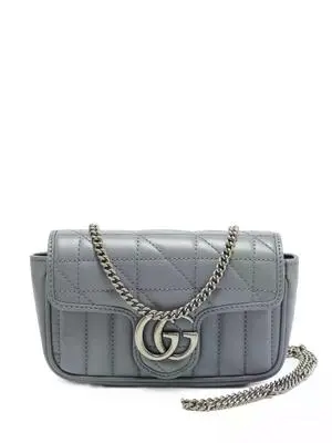 Gucci Mini Gg Marmont Quilted Shoulder Bag - Grey