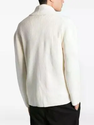 BALLANTYNE Ribbed-knit Shawl-collar Cardigan