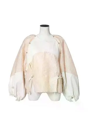 MULLER OF YOSHIOKUBO Relief Puff-sleeve Top - Neutrals
