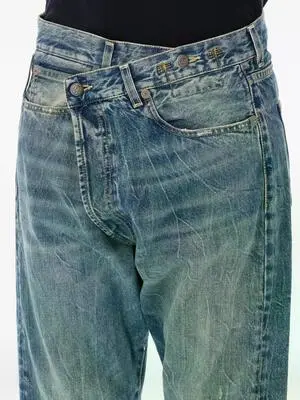 R13 Dawson Crossover-waist Distressed Boyfriend Jeans - Blue