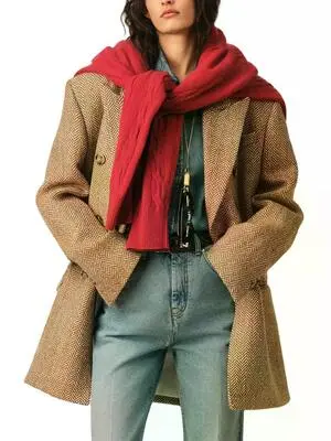 AMI Paris Double Breasted Herringbone Wool Blazer