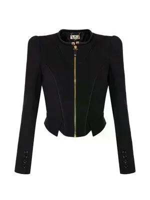 Elisabetta Franchi Jacket In Double Layer Crêpe And Satin Fabrics - Black