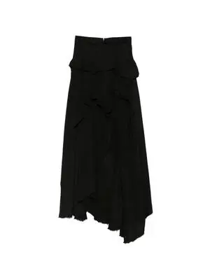 MARC LE BIHAN Ruffled Frayed Skirt - Black