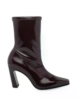 STUART WEITZMAN Patent-finish Square-toe Boots - Red
