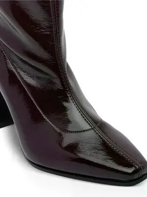 STUART WEITZMAN Patent-finish Square-toe Boots - Red