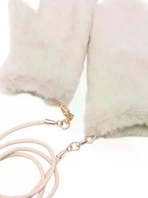 Max Mara Fur-textured Mittens - Neutrals