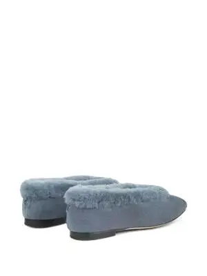 JIMMY CHOO Shearling-trim Suede Ballet Flats