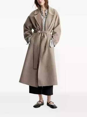 Maison Kitsuné Belted Brushed-finish Coat - Neutrals