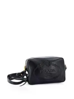 Prada Logo Camera Bag Embossed Leather Small Crossbody Bag
