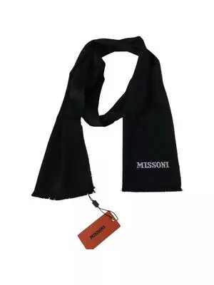 Missoni Logo-embroidered Fringed Scarf - Black