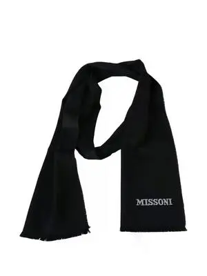 Missoni Logo-embroidered Fringed Scarf - Black