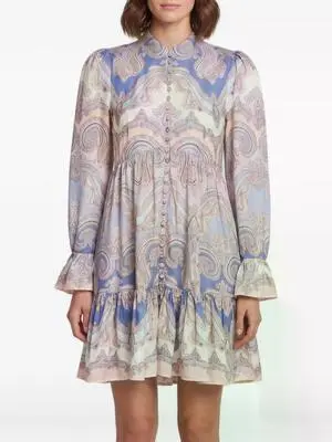 Zimmermann Maxine Paisley-print Mini Dress - Blue