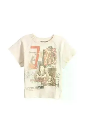 SAITOS Waffle Mess Graphic-print T-shirt - Neutrals